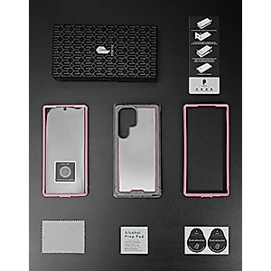 Poetic Guardian Case for Samsung Galaxy S23 Ultra 5G 6.8" (2023) [20 FT Mil-Grade Drop Tested], Built-in Screen Protector Work with Fingerprint ID, Full Body Rugged Shockproof Cover Case, Pink/Clear