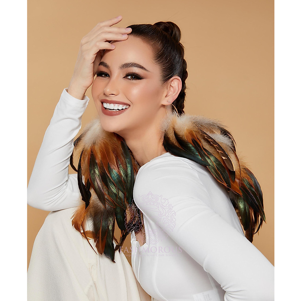 Fashmorous Dangle Earrings for Women Fashion Nature Feather Earrings for Women Fashion Feather Earrings with Leaf Shape Hook