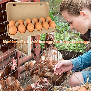 Acrux7 21 Pack Egg Cartons Holds Up to 12 Count Eggs, 1 Dozen Blank Natural Paper Pulp Egg Cartons with Stickers, Reusable Sturdy Design Cardboard Egg Cartons for Kitchen, Farmhouse, Market (3 Color)