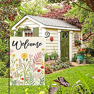 AVOIN colorlife Spring Welcome Garden Flag 12x18 Inch Double Sided Outside, Floral Yard Outdoor Flag