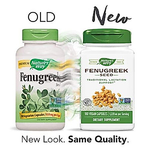 Nature's Way Fenugreek Seed 610 mg, Non-GMO Project Verified, TRU-ID Certified, Vegetarian, 180 Count, Pack of 2