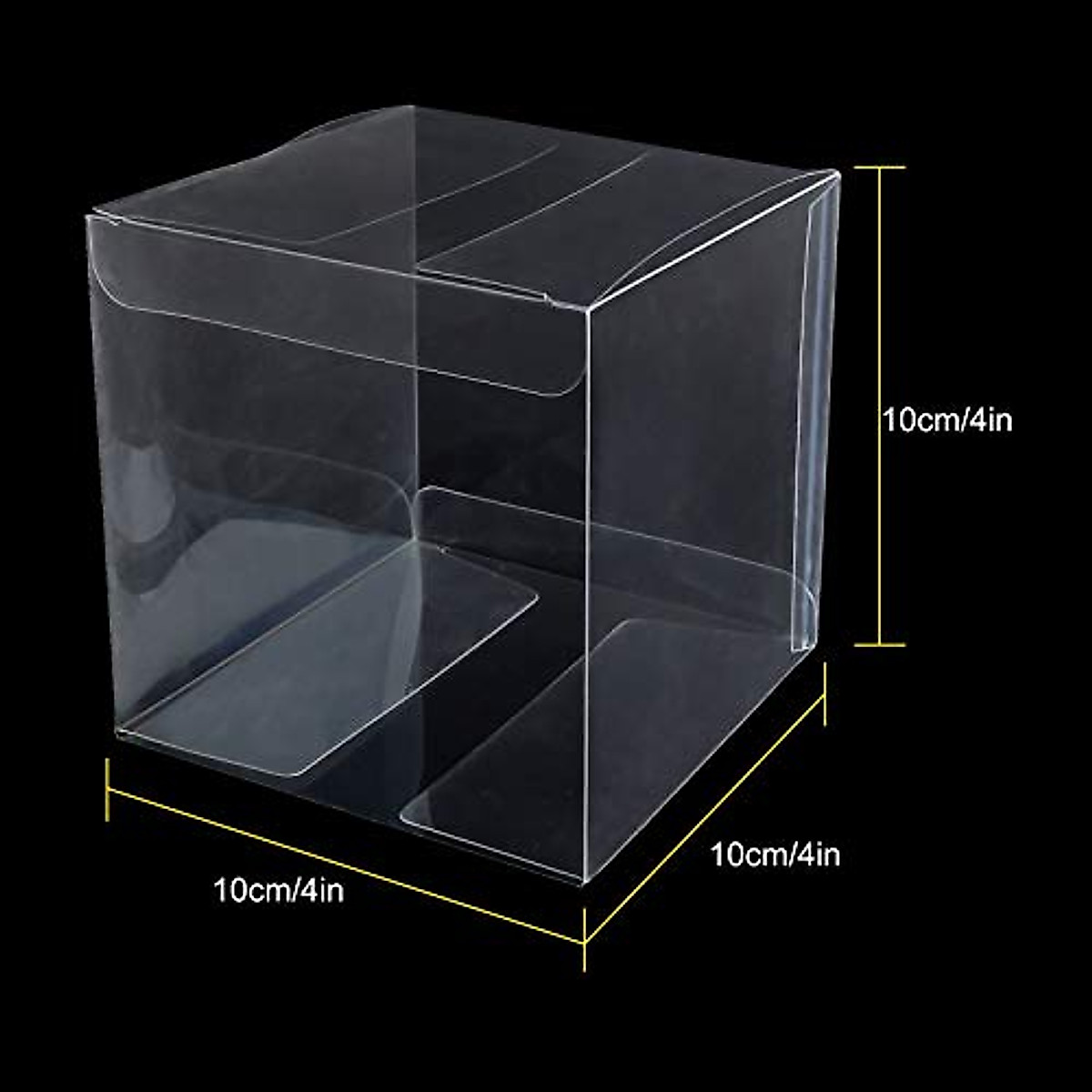 50 Pack PET Crystal Clear Boxes Transparent Boxes, 4 x 4 x 4 inch Clear Favor Boxes Gift Boxes Candy Boxes for Treat, Cookie, Cupcake, Wedding, Party, Bridal Shower and Baby Shower Favors