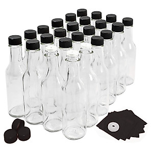 nicebottles Hot Sauce Bottles with Black Caps & Shrink Bands, 5 Oz - Case of 24