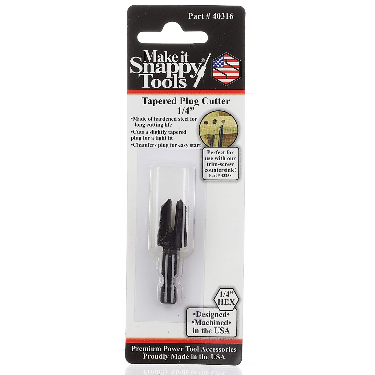 Make it Snappy Tools 1/4 Inch Tapered Plug Cutter (1/4 Inch Quick Change Shank) #40316