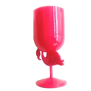 Luau Party PLASTIC PINK FLAMINGO GOBLET Drink Cup Wine Glass Tiki Bar Decoration