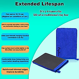 Paydaan Pack of 2 Clay Mitt for Car Detailing, Microfiber Clay Bar Mitt, Medium Grade Car Clay 150m x 220mm, Alternative Clay Towel Auto Detailing, Scratch-Free Paint-Safe