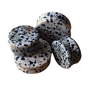 ssh 9/16" (14 mm) Dalmatian Jasper Plugs Organic Stone Gauges PAIR