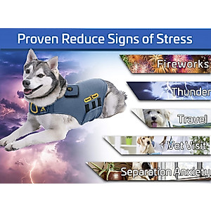 CozyVest® Dog Anxiety Vest 3-in-1 Music & Aromatherapy Shirt, Relaxing Sound & Essential Oils Jacket, Fireworks Thunder Separation & Thunderstorm Canine Stress Relief Coat (Gray, Large [41-64 Lbs])