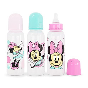 Baby Bottles 9 oz for Girls | 3 Pack of Disney "Winking Minnie"" Infant Bottles for Newborns and All Babies | BPA-Free Plastic Baby Bottle for Baby Shower