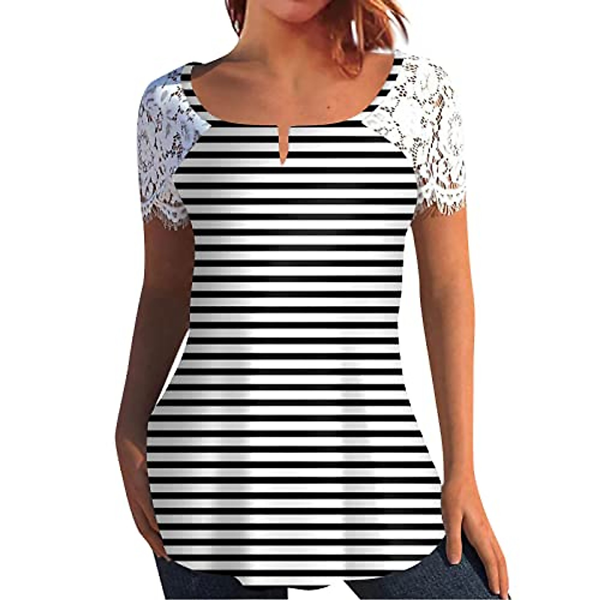 Summer Short Sleeve Shirts for Women Print Tunic Tops Generic, V Neck Chiffon Blouses for Women Dressy Womens Business Casual Outfits Mwomens St Patricks Day Shirt Women's Short Sleeve T -Shirt