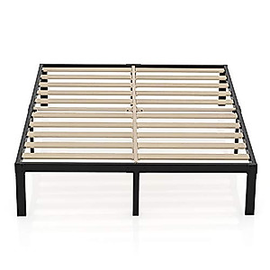 ZIORS 3500lbs Heavy Duty,14 Inch Steel & Wooden Slat Support Reinforced Platform Bed Frame,Mattress Foundation/No Box Spring Needed/Easy Assembly/Noise Free,Full/Queen/California King (King)