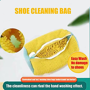 2Pcs Shoe Washing Machine Bag，Reusable Shoe Laundry Bag for Washer and Dryer，Shoe Cleaning Bag for Tennis Canvas Sport Shoes-Yellow