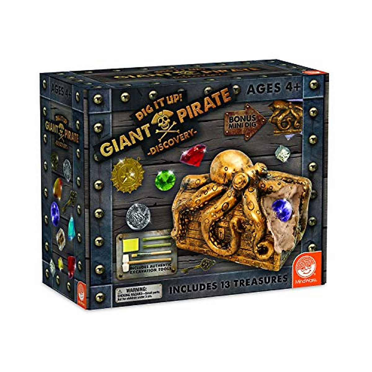 MindWare Dig It Up Discoveries Pirate: Giant Discovery Project for Kids – Dig up 13 Inspiring Charms – Includes a Bonus dig, 2 chisels and 1 Poster Filled with Pirate Facts and lore