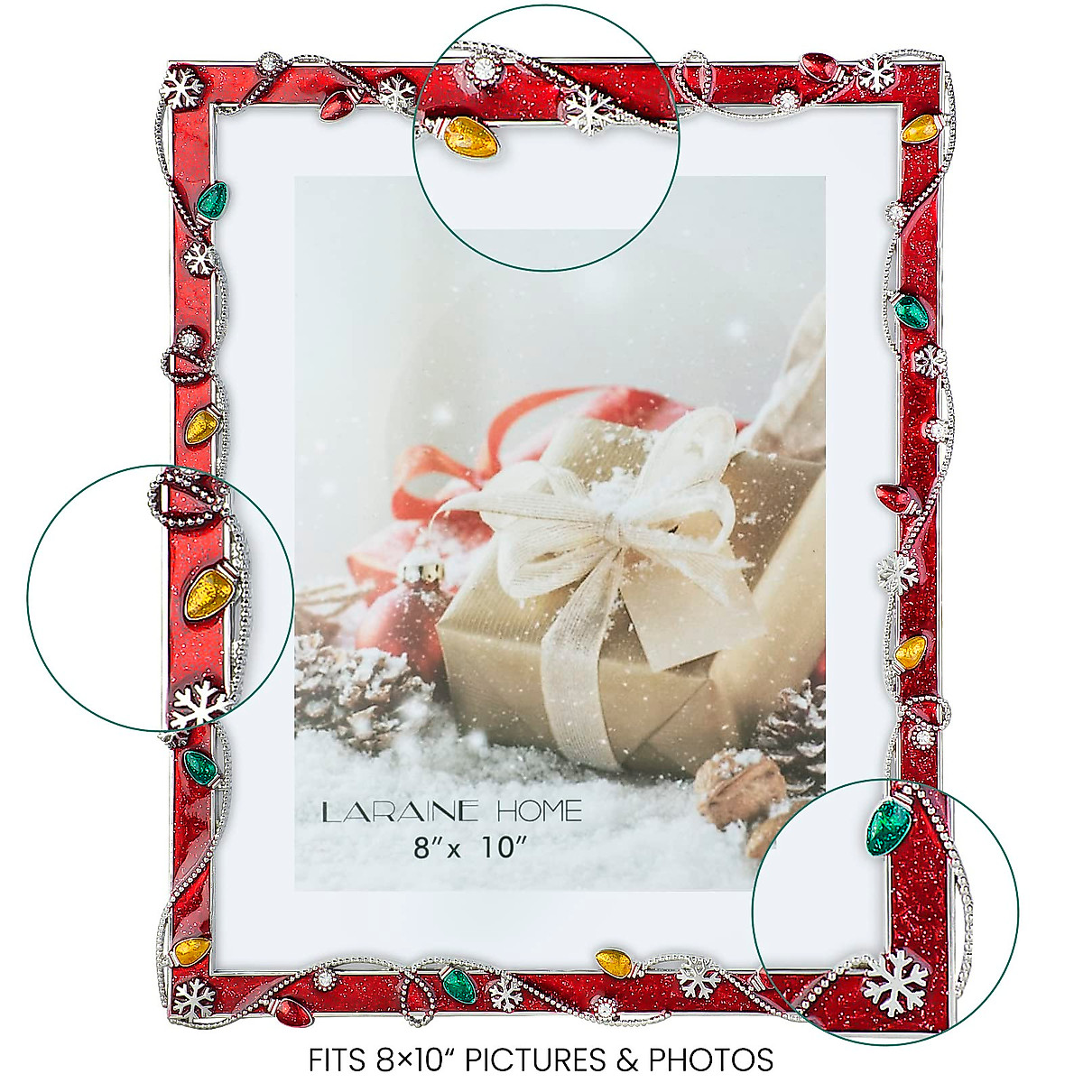 LARAINE Picture Photo Frame 8x10 Metal 2023 Christmas High Definition Glass Display Pictures for Tabletop Home Decorative Holiday Gift (Red,8x10)