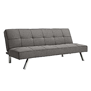KNAMOTL Convertible Folding Futon Sofa Bed, Lounge Chair Single Bed, Modern Sofa Bed with Metal Frame and Stainless Leg for Living Room Bedroom Office, Grey