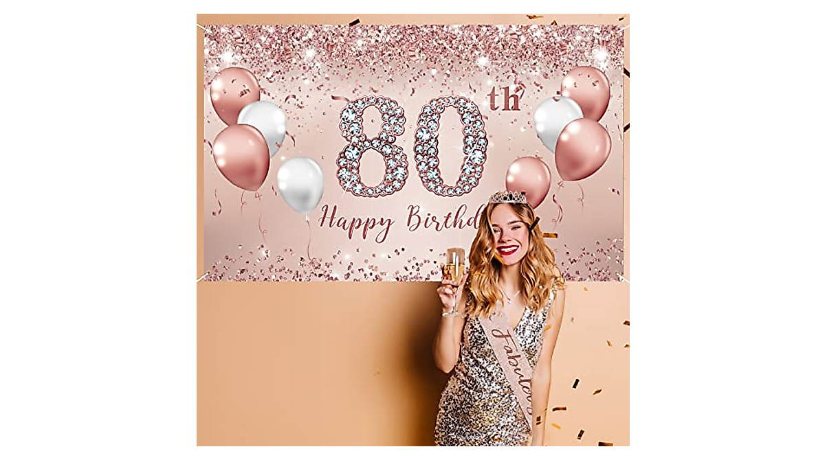 Trgowaul 80th Birthday Decorations for Women | Rose Gold Set