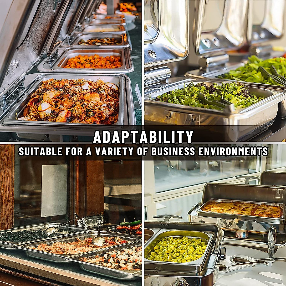 6 Pack Food Pan Commercial Tray Full Size 4" Deep Steam Table Stainless Steel Table Pan Restaurant Catering Hotel Food Warmers Cookware