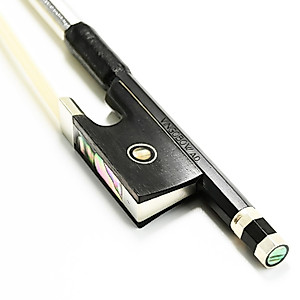 Carbon Fiber Violin Bow 3/4 Size VINGOBOW 100V Advanced Level 69cm Three Quarters Parisian Eyes Ebony Frog Real Mongolian White Horse Hair Warm Clear Tone Straight Smooth Screw Great Flexibility