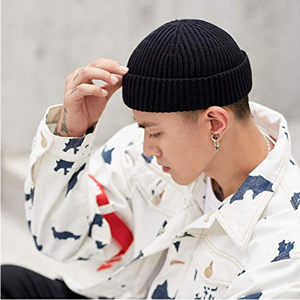 3 Pieces Short Fisherman Beanie for Men Women, Swag Wool Knit Cuff Trawler Skullcap,Winter Warm Hats