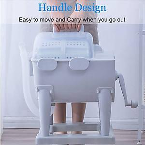 LAOLI Manual Portable Turbo Washing Machine Spin Dryer, Hand Cranked Turbine Washer Non-Electric Travel Laundry Washer Spin Dryer Combo for Camping Apartments Dorms RV Business Trip (White)