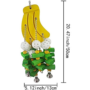 Litewoo Large Bird Parrot Chewing Toys, Colorful Banana Shape Chew Wood Toy for Medium Large Bird and Parrot