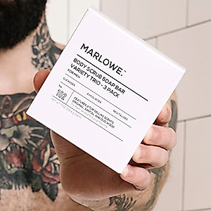 MARLOWE. No. 102 Men's Body Scrub Soap 7oz (Variety Trio) | Best Exfoliating Bar for Men | Made w/Natural Ingredients | Green Tea Extract | Features 3 Amazing Scents
