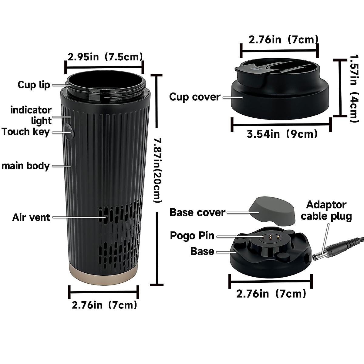 LILOOVKE Smart Cup Car Electric Cooling and Heating Cup 12V Car Travel Heating Cup Smart Coffee Mug 12oz Insulated Mug for Car/Office/Home/Travel Multi-function Temperature Control Electric Kettle