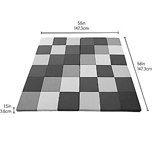 FDP Softscape Space Saver 4-Section Folding Activity Mat for Infants and Toddlers, Tummy Time for Babies, Soft Foam Colorful Play - Navy/Powder Blue