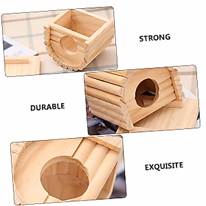 Balacoo 1Pc Hamster Villa Cabin Hamster House Hamster shelter Toy Hamster Guinea Pig Ladder House Rat Hideout Hedgehog Hamster Cabin Wooden Hut Hamster cage Sleeping nest Chinchilla pet