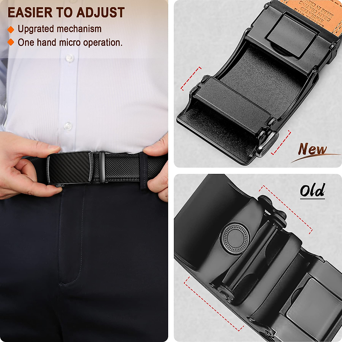BULLIANT Men's Belt, Slide Ratchet Belt For Gift Men Dress Pant Shirt Oxfords,Trim To Fit(Black,42"-48" Waist Adjustable)