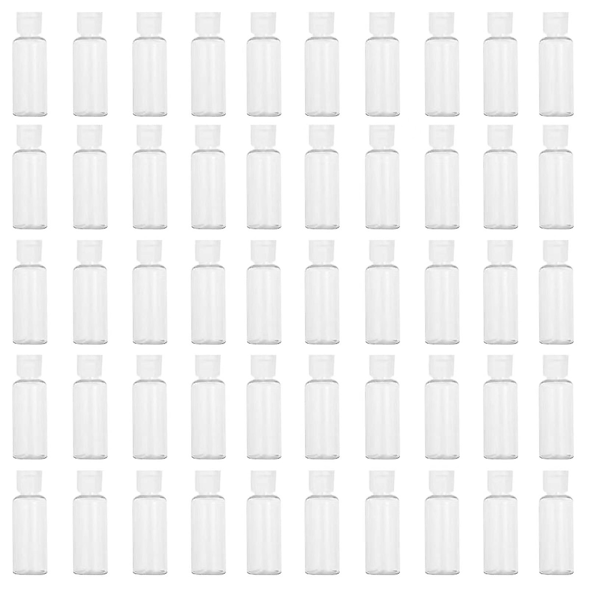50 Pack 1.7oz/50ml Travel Plastic Empty Bottles Mini Hand Sanitizer Bulk Travel Size with Flip Cap, Squeezable Refillable Container for Cosmetic Baby Shower Birthday Wedding Party Favor (50PC-CLEAR)