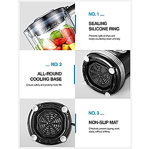 Yabano Countertop Blenders for Kitchen, Professional Electric Blender for Shakes and Smoothies, 2 Adjustable Speeds & Pulse Function, 6 Stainless Steel Blades & 50oz Jar, BPA Free, Easy to Clean