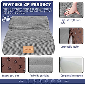 Topmart High Density Extended Foam Dog Ramp&Steps 2 Tiers,11.8" High,Non-Slip Dog Stairs,Soft Foam Dog Ladder with Waterproof Cover,Best for Dogs Injured,Older Cats,Pets with Joint Pain