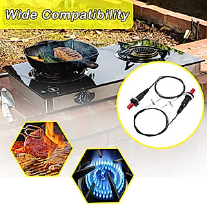 Guofulda 2 Sets Grill Piezo Igniters, Type of 1 Out 2 Electrode 200 Degree Resistance Wire 1 Meter, with Cable Push Button Igniter, Fit for Gas Fireplace, Oven, Heater, Kitchen lgniter