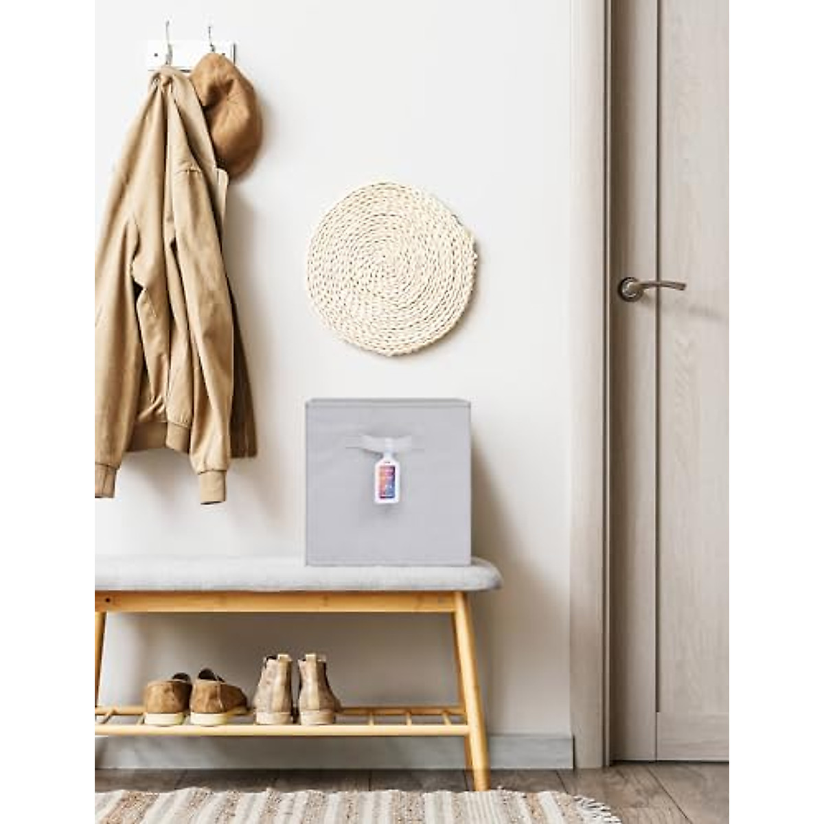 ECLAT Shoe Covers Box 12 Inch Storage Cubes- 1 Pack Foldable Shoe Booties Holder, Dispenser Bin for Guest, Homeowner, Realtor, Open House, Real Estate Agent Supplies, Light Gray