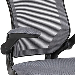 Flash Furniture Kale Mid-Back Dark Gray Mesh Ergonomic Drafting Chair with Adjustable Foot Ring and Flip-Up Arms