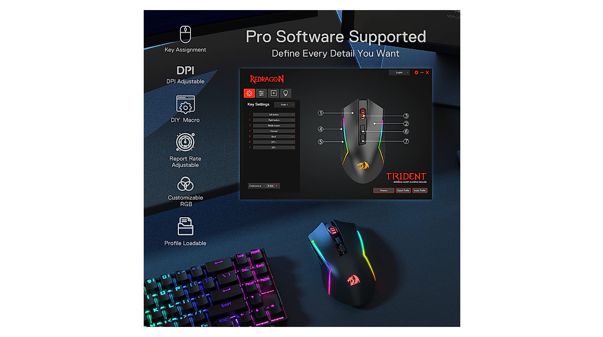 Redragon M693 Wireless Gaming Mouse | 8000 DPI Performance