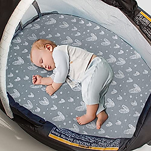 Changing Pad Liner 5 Count, Waterproof Larger Changing Pad Cover 28" X 15", Cotton Terry (Solid Improved Thickness) / Bassinet Fitted Sheets, 2 Pack, 100% Jersey Knit Cotton, Grey