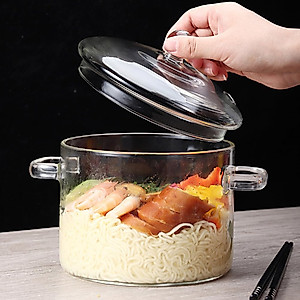 Glass Saucepan with Cover Cookware Clear Glass Simmer Pot Glass Cooking Pot Stovetop Pot with Lid for Pasta Baby Food Soup Milk (1.35L/46oz)