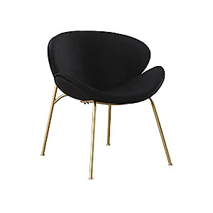 Yoluckea Velvet Dining Chairs Set of 2, Modern Upholstered Dining Side Chair Vanity Chair Living Room Chairs Accent Chair with Gold Metal Legs for Kitchen Dining Room Bedroom (Black)