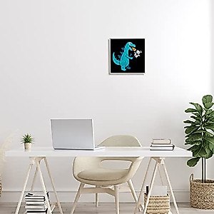 Stupell Industries Cartoon Dragon Breathing Fire Marshmallow Man, Design by Michael Buxton