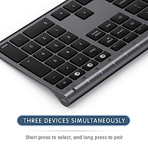 Bluetooth Keyboard for Mac, Multi-Device Rechargeable Keyboard, Ultra-Slim Wireless Keyboard with Full-Size Number Pad, Compatible with Apple MacBook Pro/Air, iMac, iPhone, iPad