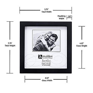Malden International Designs Black Concept Wood Picture Frame, 5x5, Black