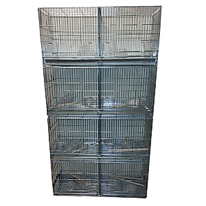 LOT of Galvanized Zinc Plated Stackable Breeder Bird Flight Cage with Removable Center Divider and Breeding Nest Doors (Galvanized Zinc, 26.5"x11"x15"H Lot of 4)