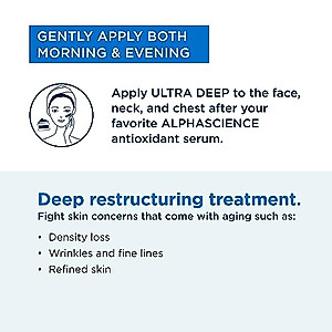 ALPHASCIENCE ULTRA DEEP Cream - Deep Restructuring Treatment - Protects & Helps Support Aging Skin - Helps Reduce Appearance of Wrinkles & Fine Lines - Preservative-Free - 50 ml / 1.7 fl. oz.