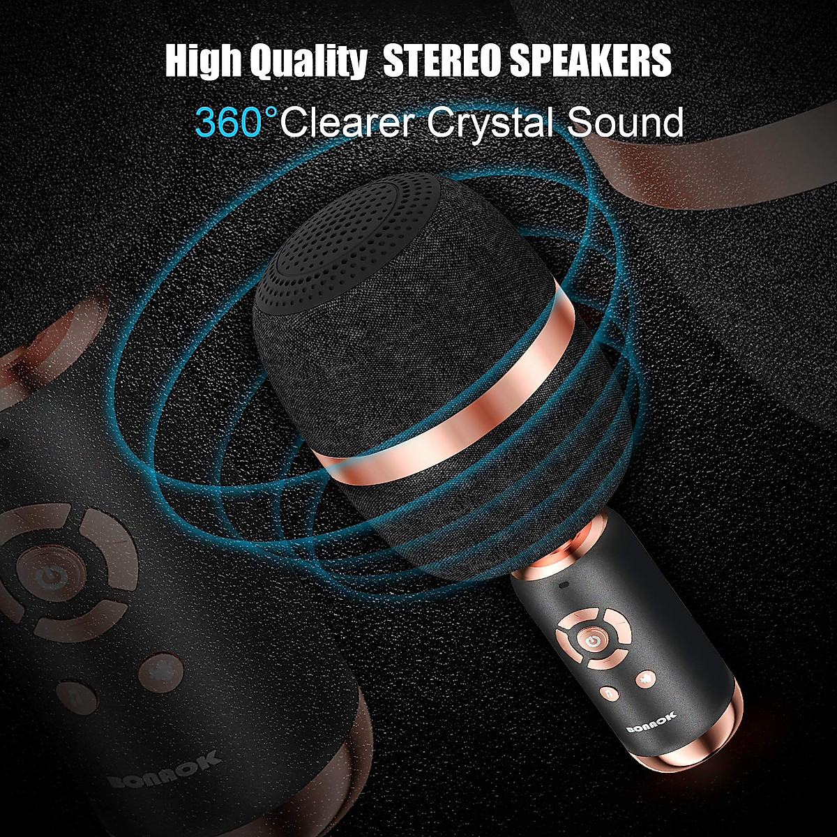 BONAOK Wireless Bluetooth Karaoke Microphone, Portable Mic Singing Machine for PC/All Smartphones Home Party Indoor Outdoor Q3(Gray)