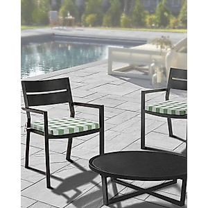 Onekaccu 2 Pack Indoor/Outdoor Seat Cushion Cover, Sage Green Cushion Seat Cover Waterproof Chair Cushion Slipcovers Pad with Ties for Patio Garden Spring Summer Buffalo Plaid 24Lx24W