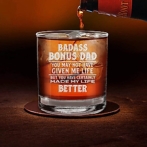 shop4ever Stepdad You May Not Have Given Me Life But You Certainly Made My Life Better Engraved Whiskey Glass, Father's Day Gift 11 oz.