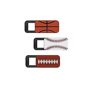 WIRESTER Set of 3 Camera Cover Slide, Plastic Webcam Privacy Cover for Laptop, MacBook, PC, Computer, Cell Phone and More Accessories - Baseball Pattern, Basketball Pattern, Football Pattern