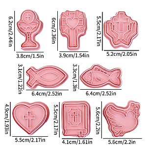 Kumprohu Christian Cookie Cutters,First Communion Christening Biscuit Molds - Chalice, Jesus Fish, Holy Cross, , Fancy Cross Biscuit Cutters for First Communion